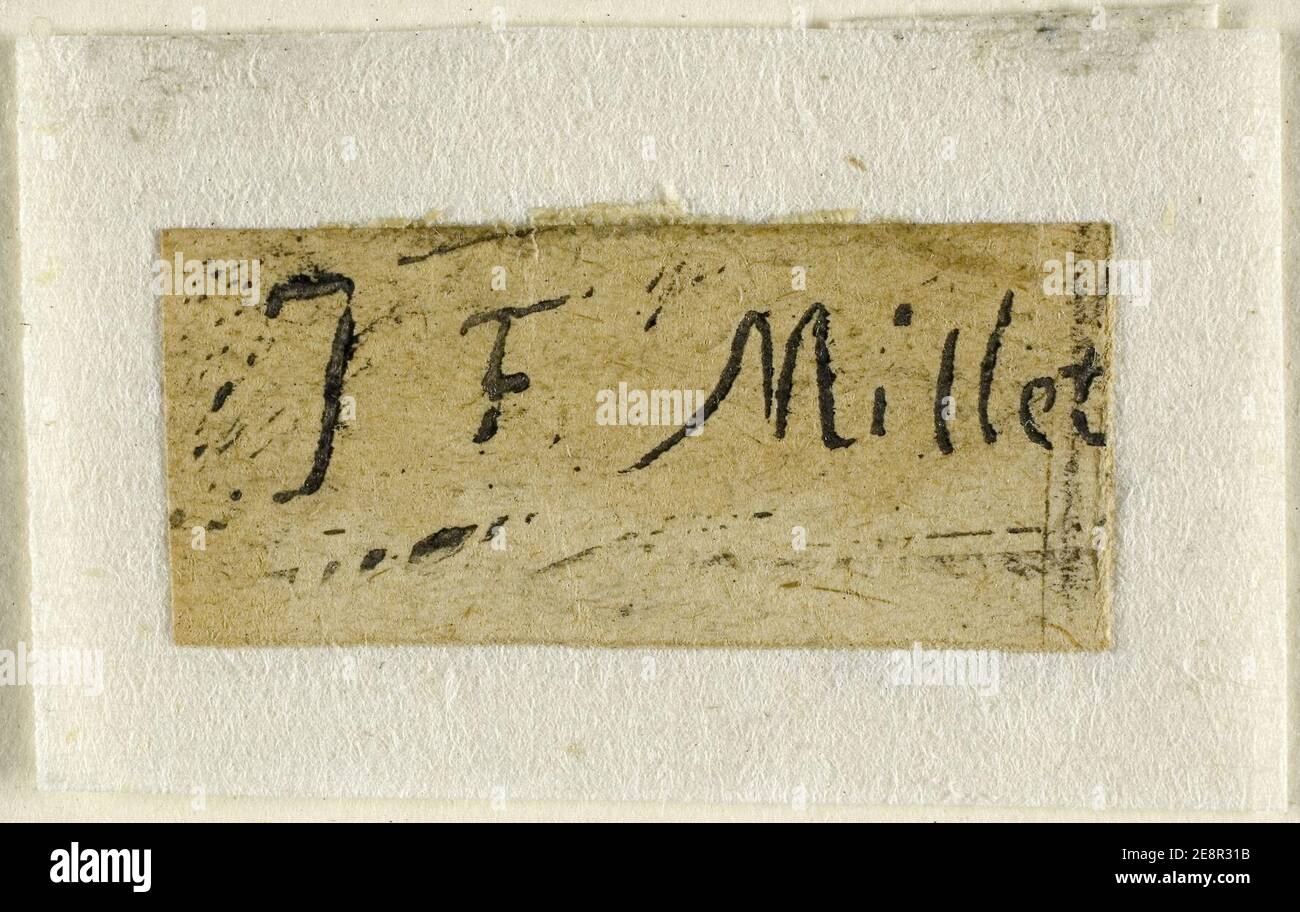 Millet - Signature Fragment from the Shepherdess, 1944.101a Stock Photo ...