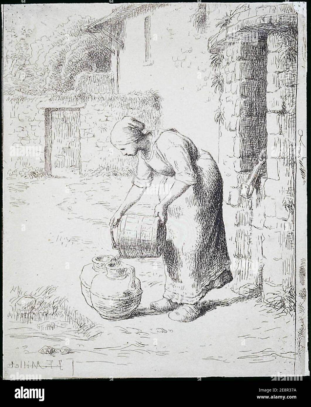 Woman emptying bucket hi-res stock photography and images - Alamy