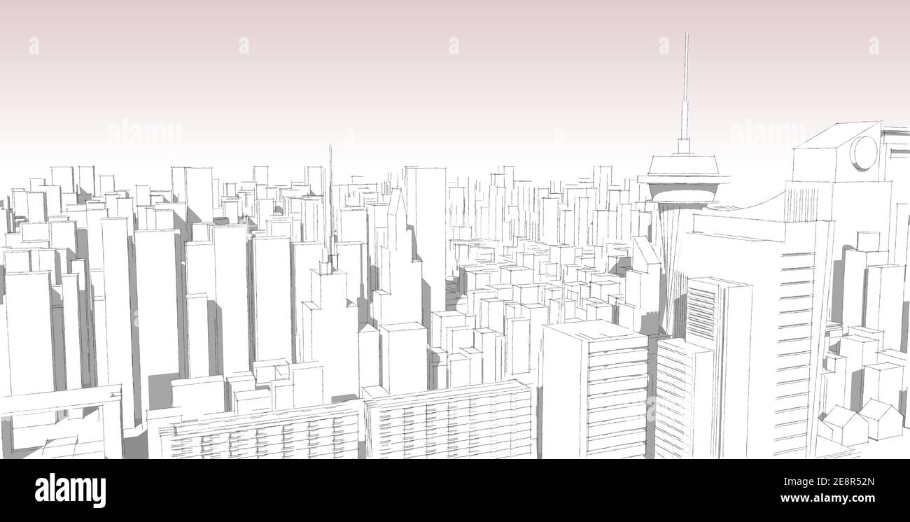 Building perspective, Cityscape on white background, Modern building in ...