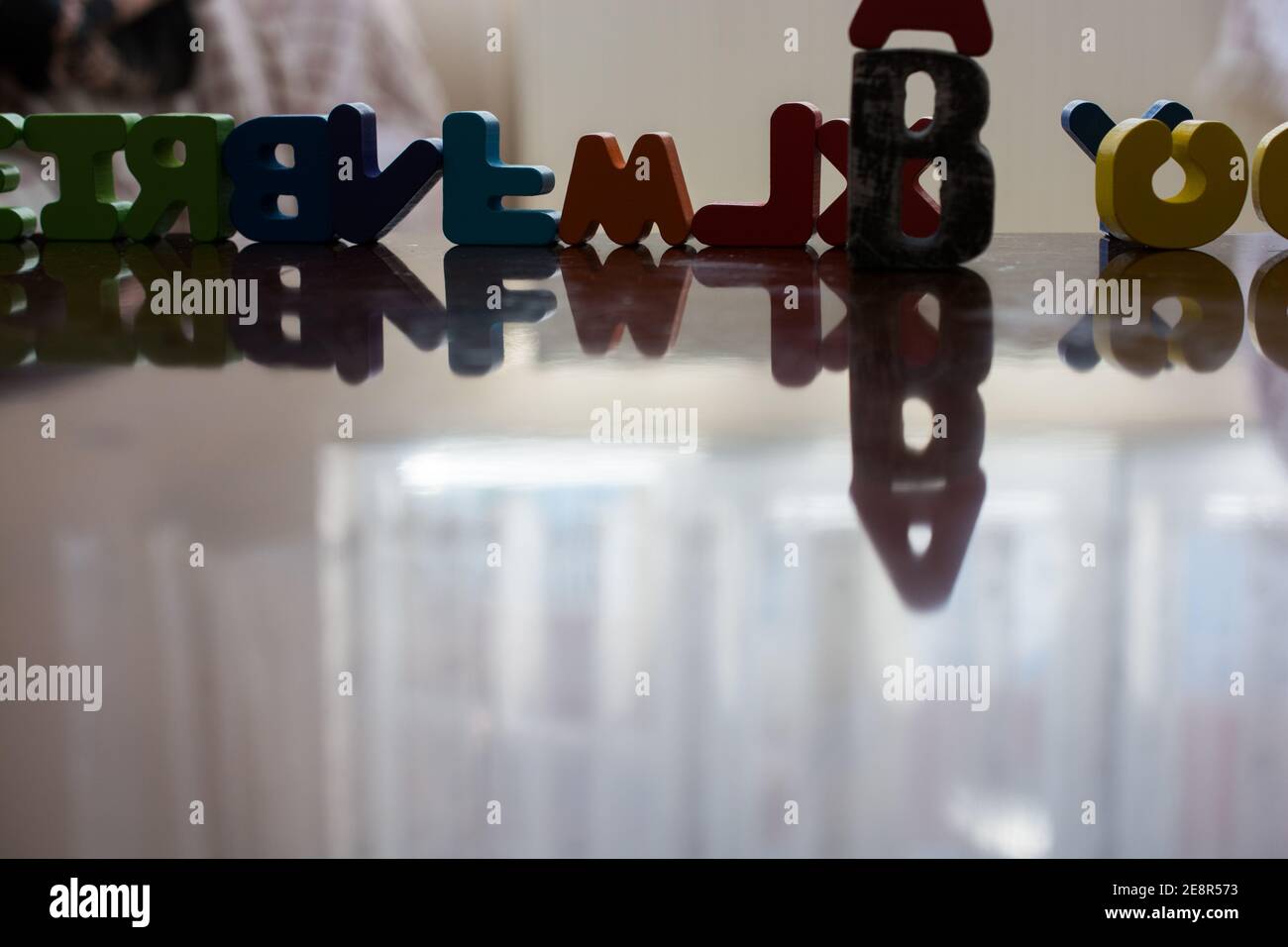 Colorful Letter cubes of Alphabet made of wood Stock Photo - Alamy