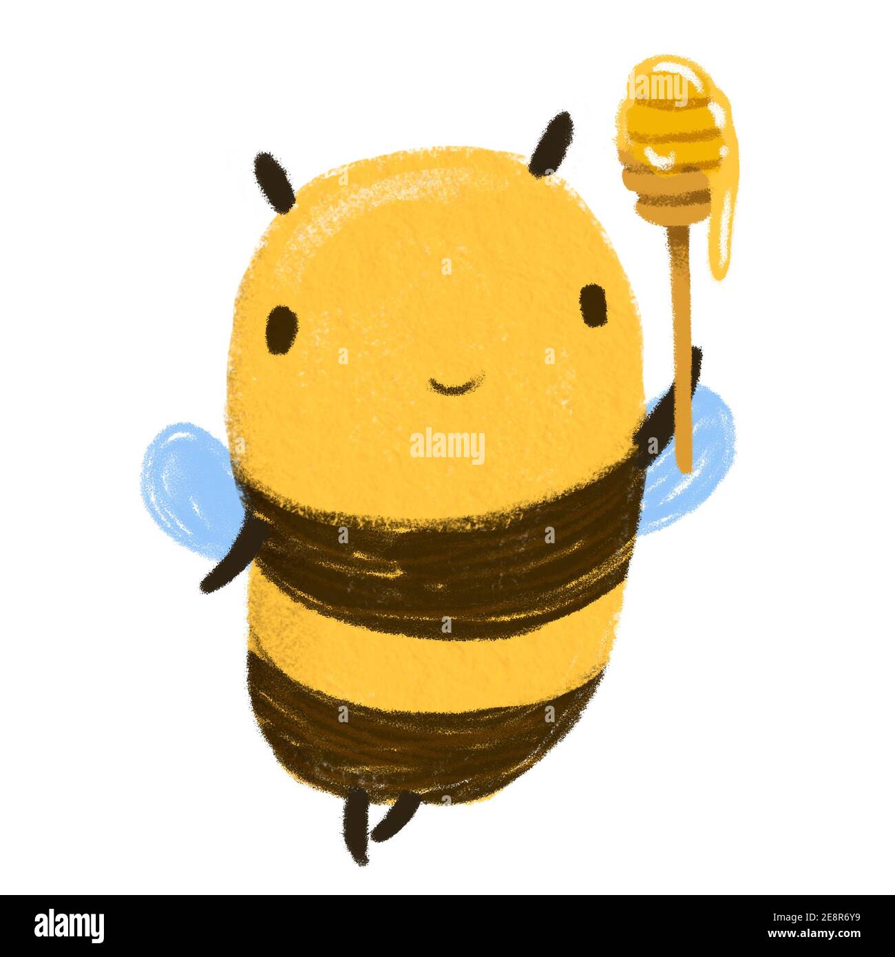 Cute Kawaii Happy Funny Honey Bee with honey dipper Stock Photo - Alamy