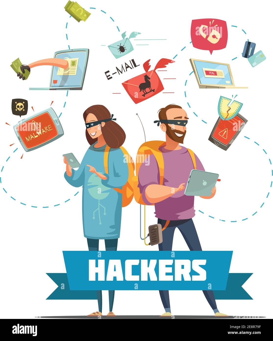 Cyber criminal hackers at work stealing passwords information and bank ...