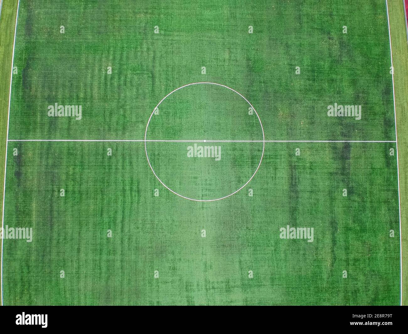 Real soccer field - Top down aerial drone view Stock Photo - Alamy