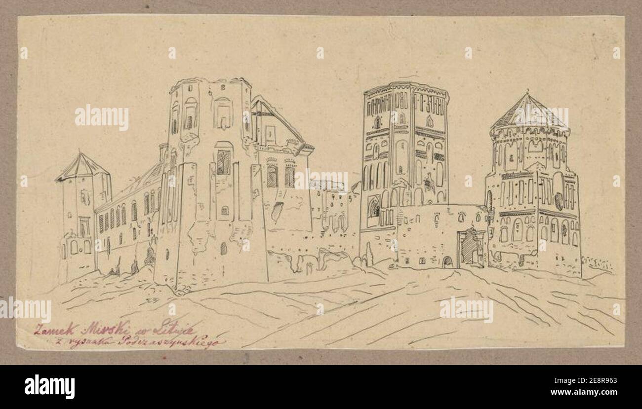 Mirski zamak. Мірскі замак (A. Lesser, 1830-84 Stock Photo - Alamy