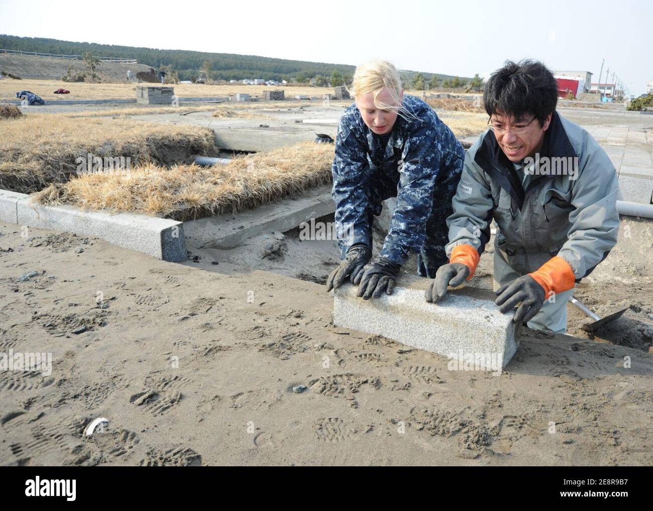 Misawa Fishing Port Clean-up Stock Photo - Alamy