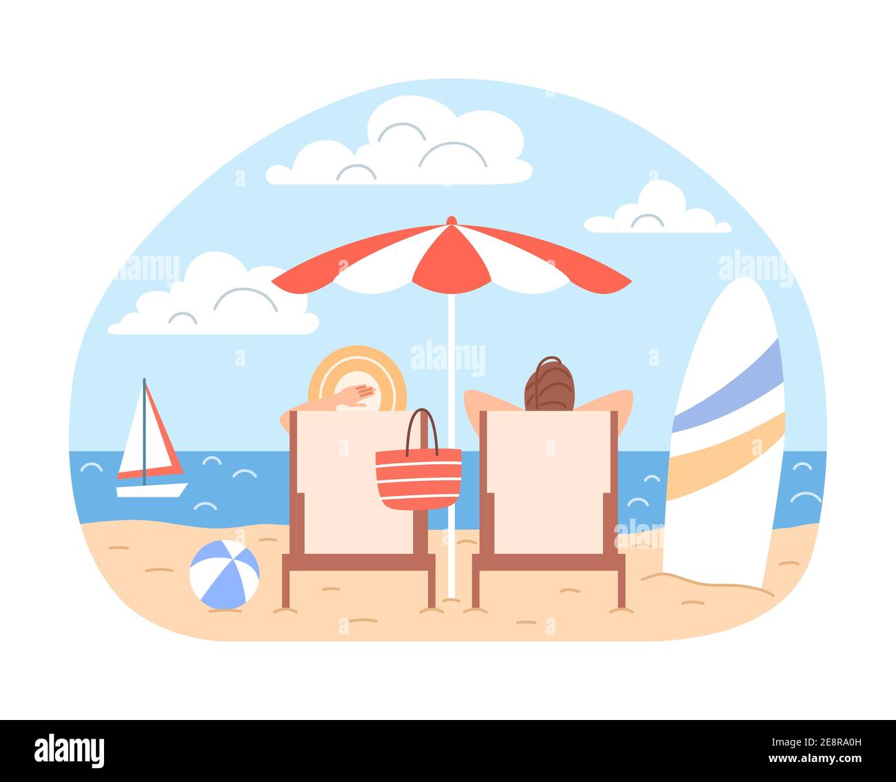 Family sunbathing with beach umbrella Stock Vector Images - Alamy