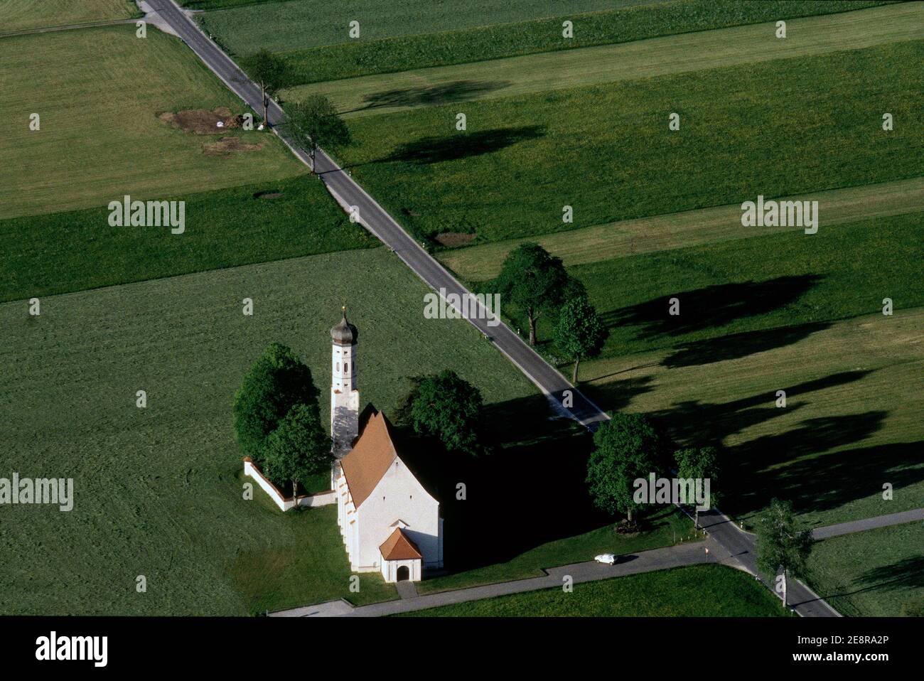Germany/Bavaria/arial picture /Bavarian church ,Aerial view of catholic ...