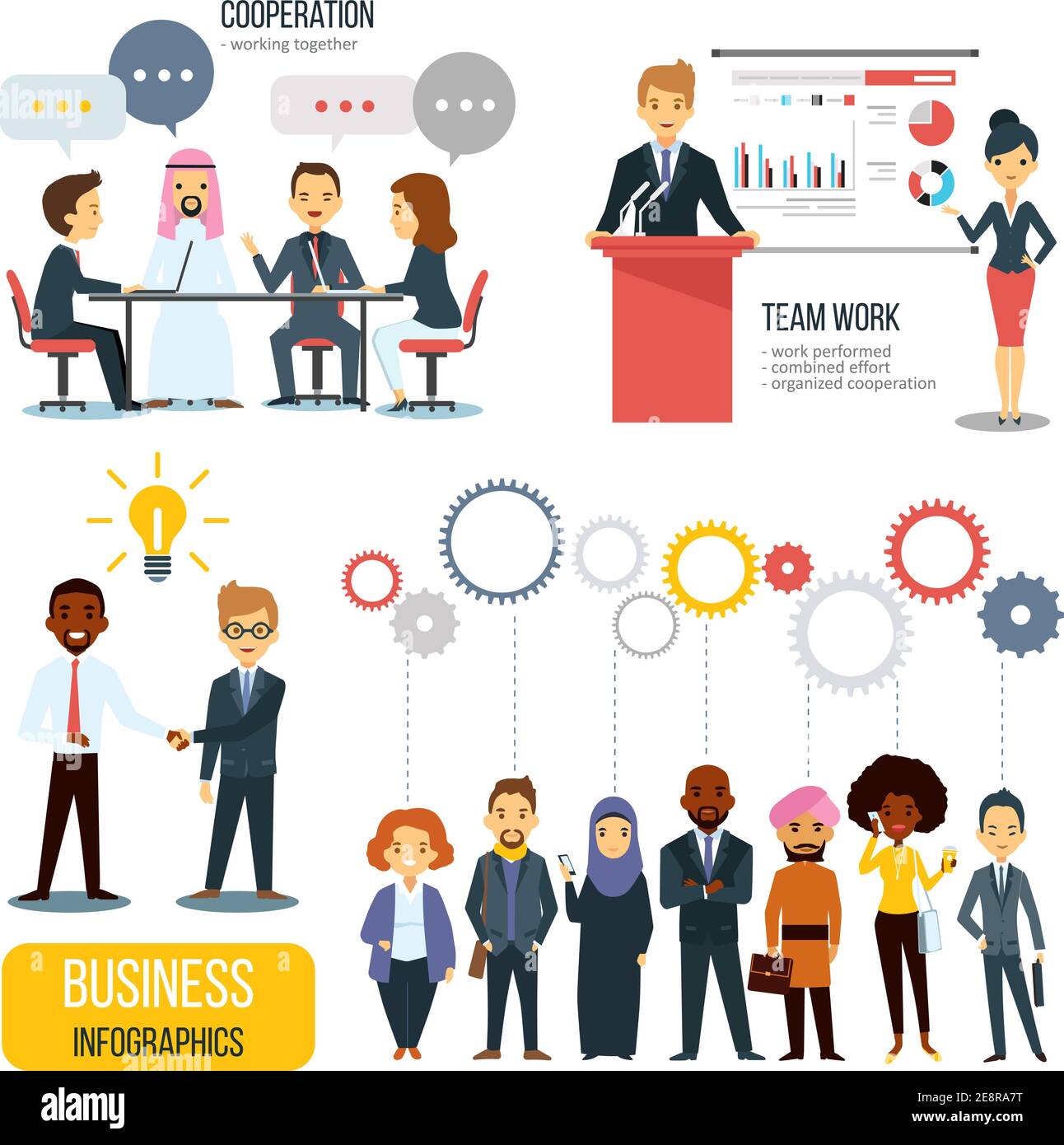 Collection of scenes with business people collaborating together ...