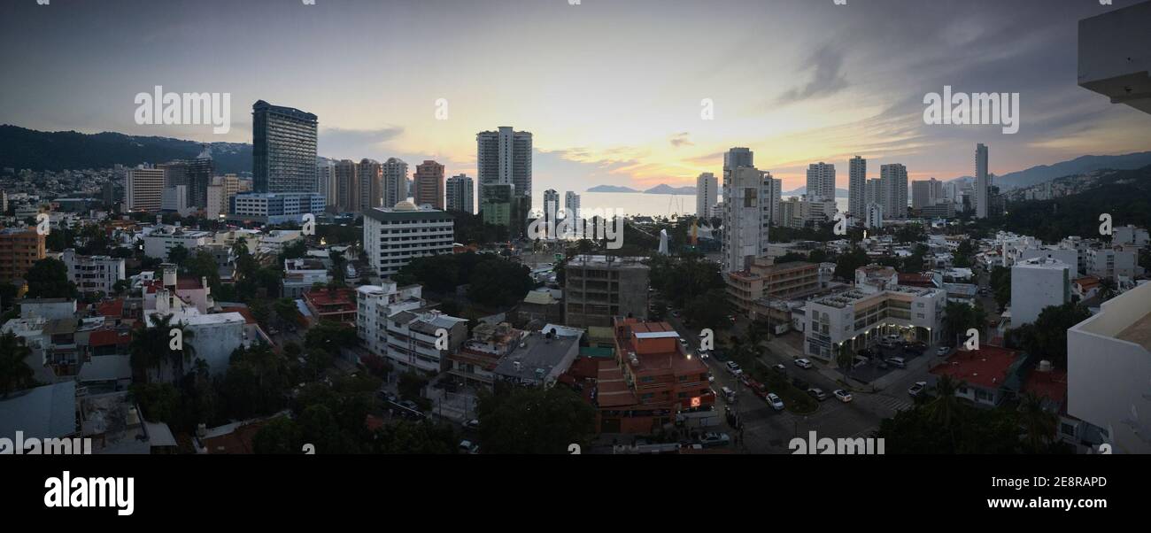 The landscape and cityscape of Acapulco city, in the Guerrero state of ...