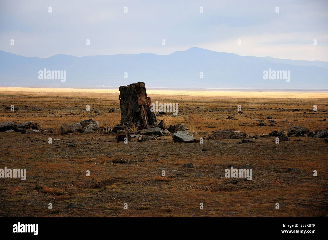 Remains of an ancient ritual stone structure. Tarkhatinsky megalithic ...