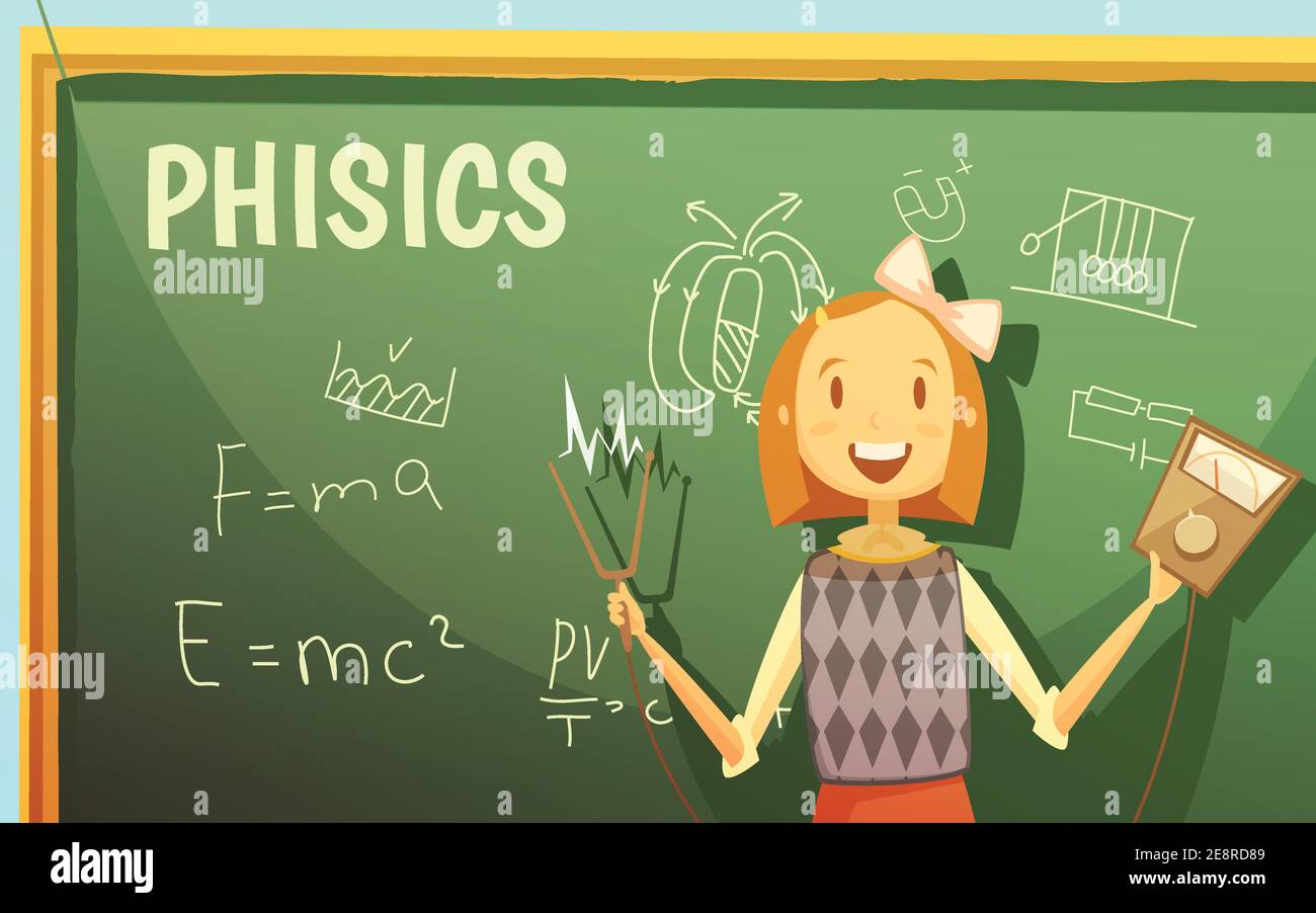 Physics lessons for elementary primary school kids with schoolgirl by ...