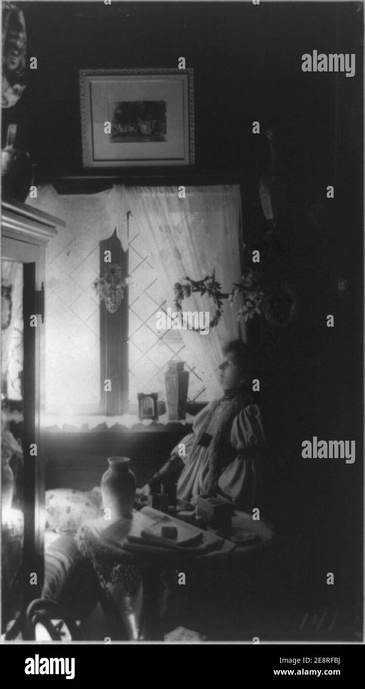 Mme. Helena Modjeska, half-length portrait, seated at small table by ...