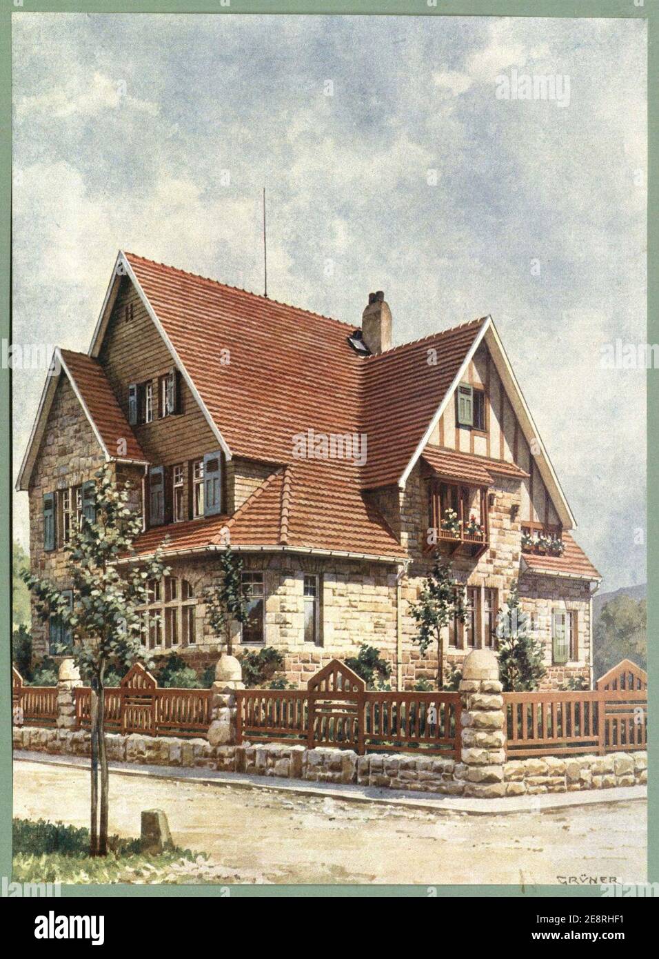 Moderne Villen in Meisteraquarellen Serie II Tafel 012 Gustavsburg ...