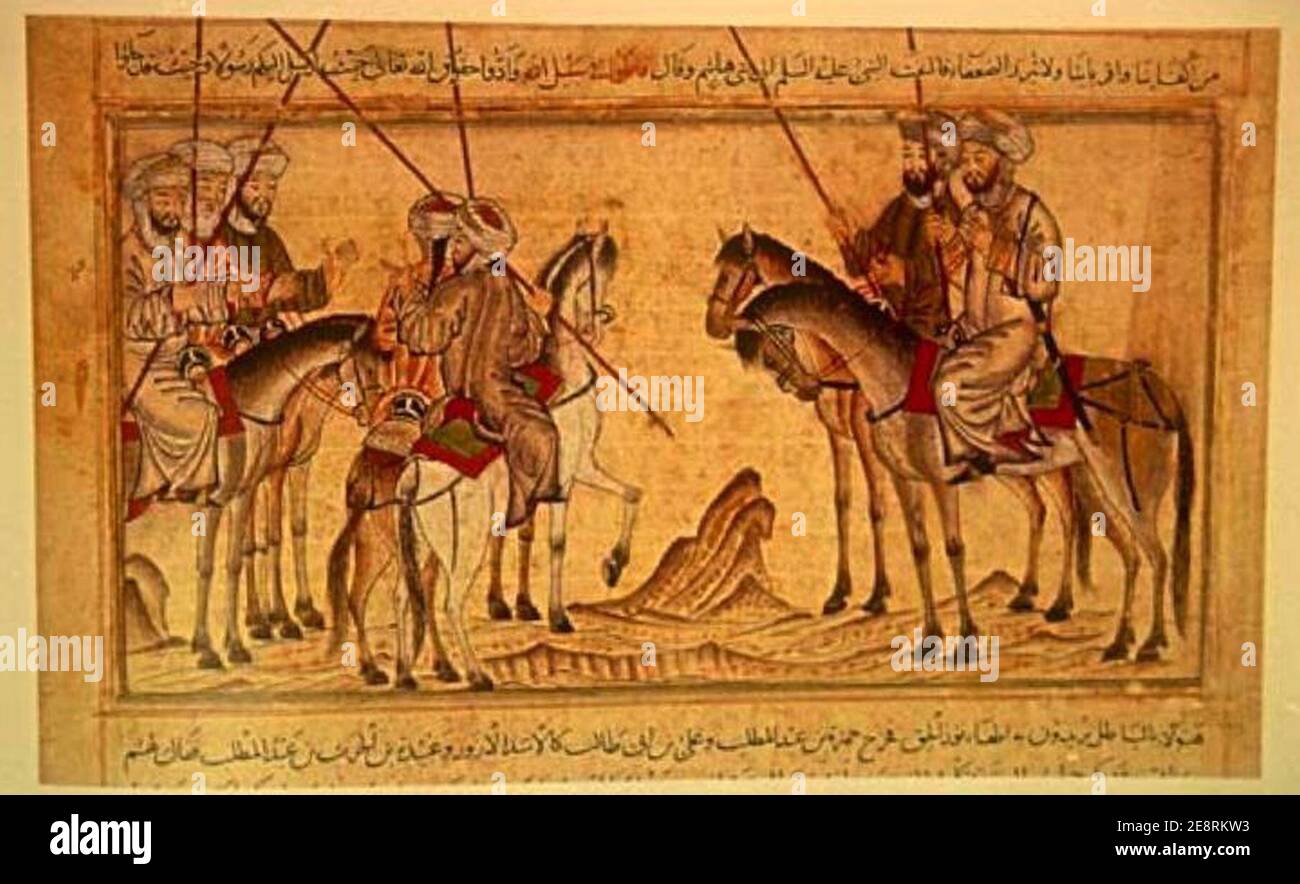 Mohammed before the battle of Badr Stock Photo - Alamy