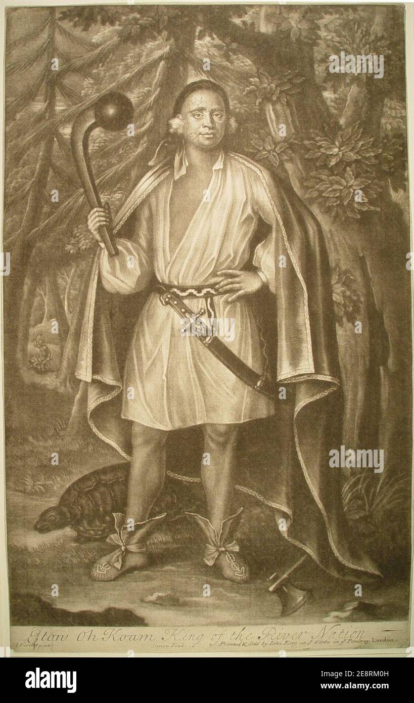 Mohawk king engraving Stock Photo - Alamy