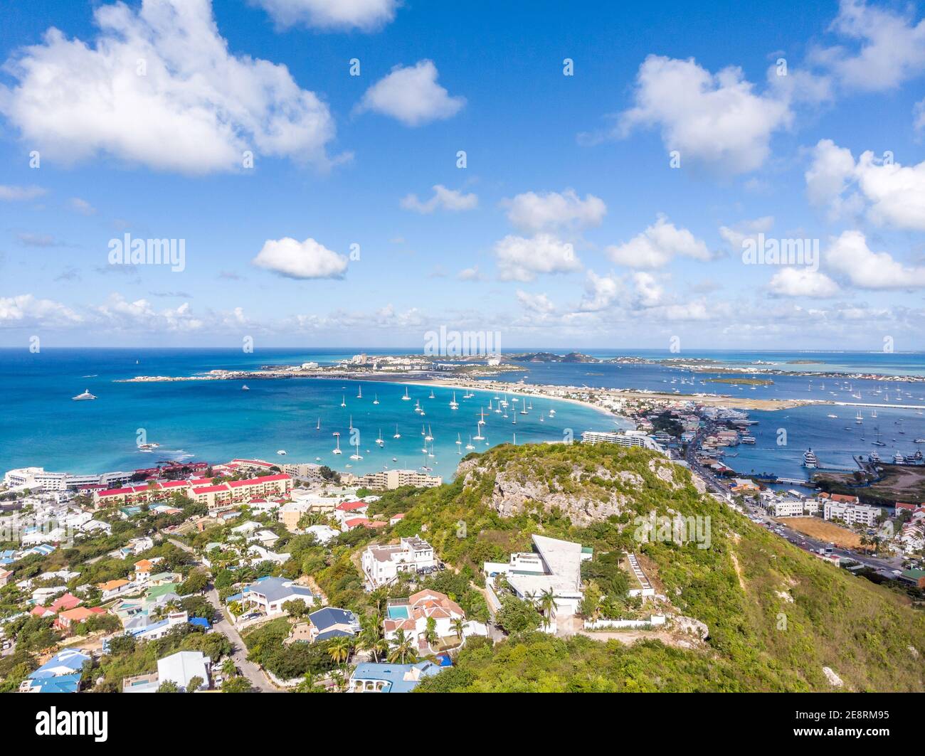The Caribbean island of Dutch and French St Maarten landscape and ...