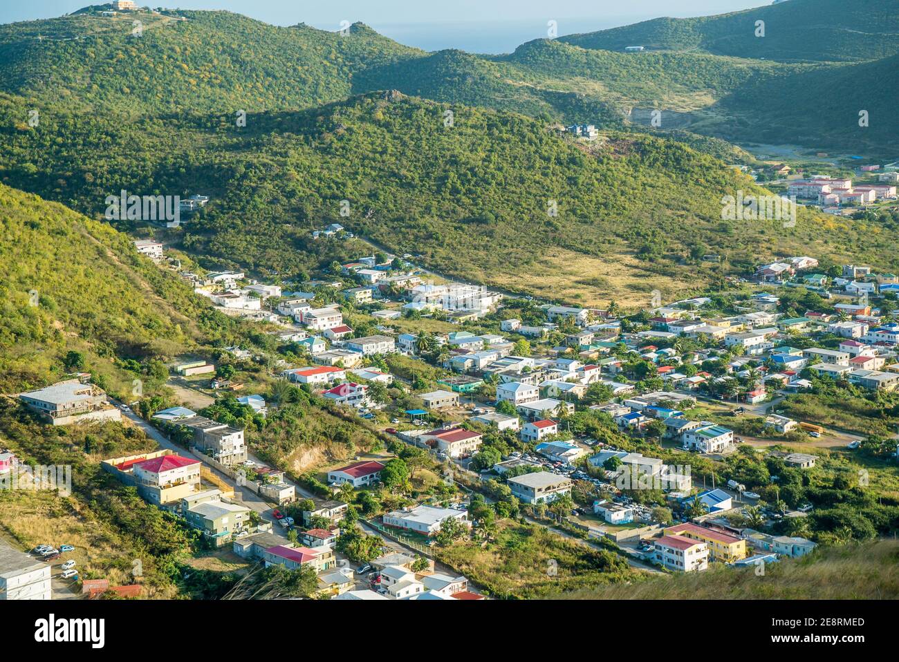 The Caribbean island of St.Maarten landscape and Cityscape. The French ...