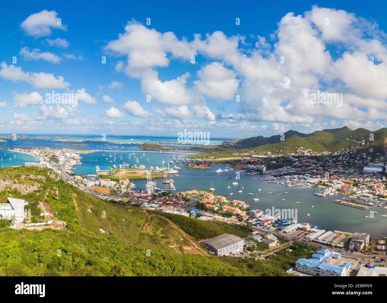 The Caribbean island of Dutch and French St Maarten landscape and ...