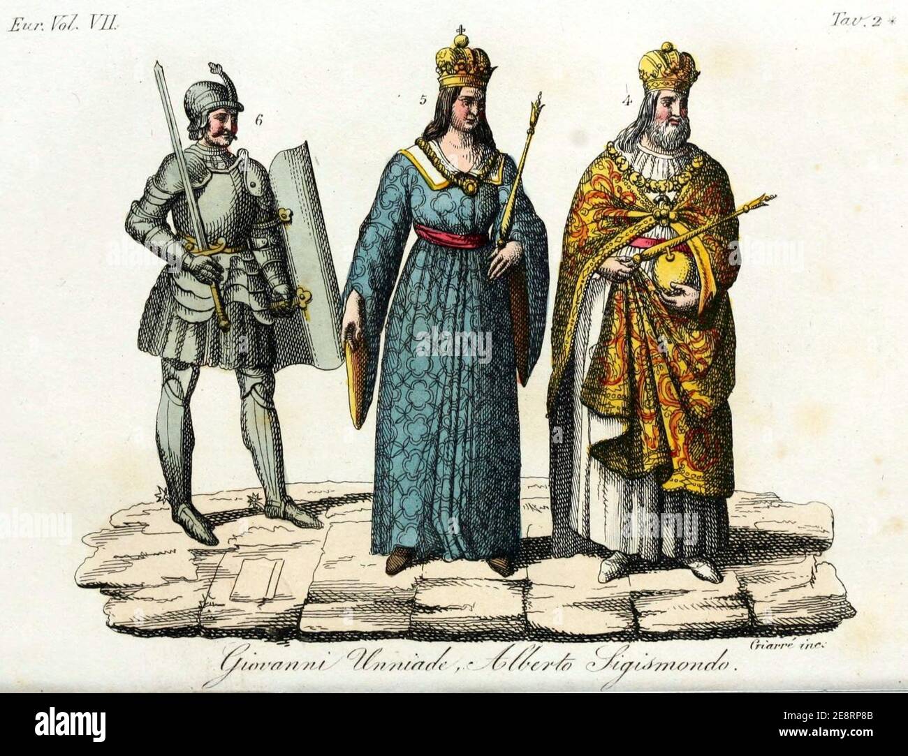 Monarchs of Hungary, Albert, Janos, Sigismund, Illustration for Il ...