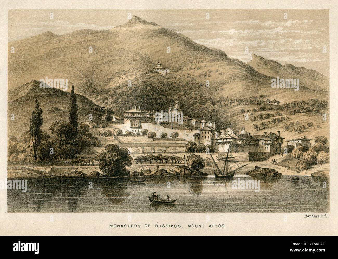 Monastery of Russikos, Mount Athos - Walker Mary Adelaide - 1864 Stock ...