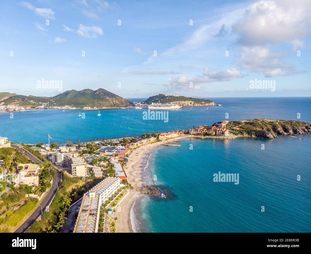 The Caribbean island of St.Maarten landscape and Cityscape. The French ...