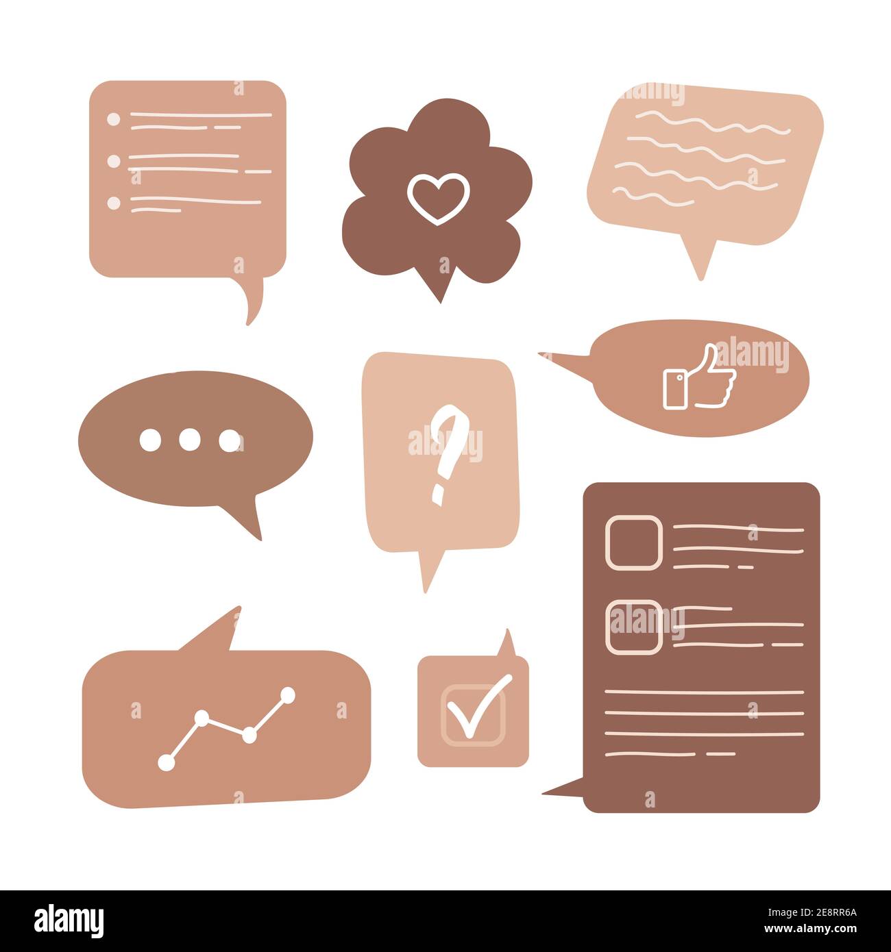 Speech bubbles. Cute hand drawn design element. Dialogue boxes with ...
