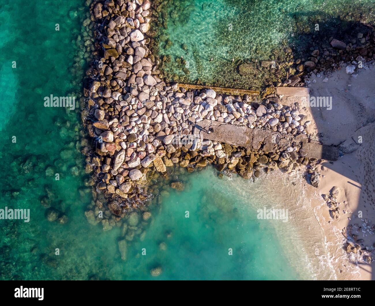 Atlantic ocean coast landscape. Aerial view of the Caribbean sea and ...