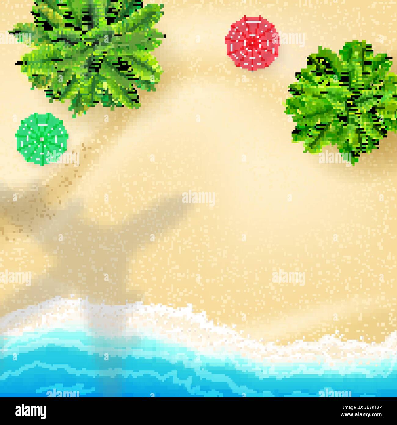 Top down view to sea shore and shadow of aeroplane over beach. Plane ...