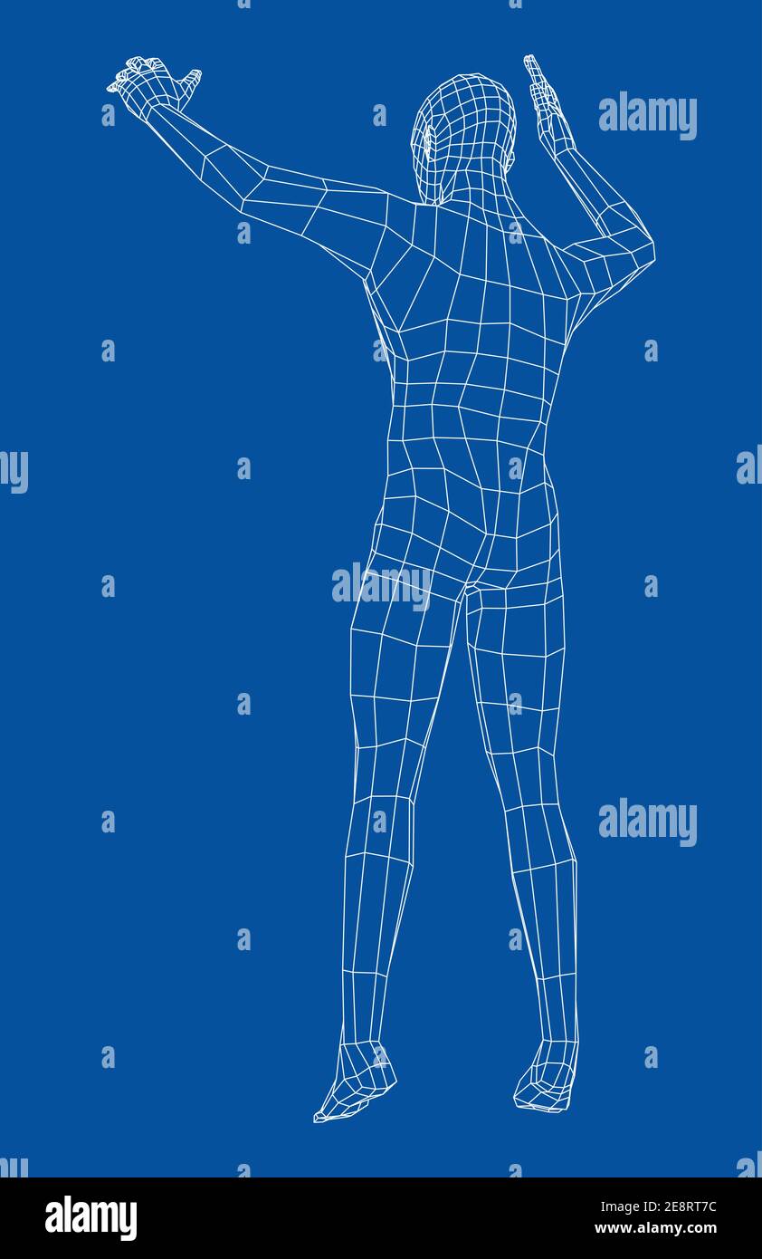Wireframe jumping man. Vector Stock Vector Image & Art - Alamy