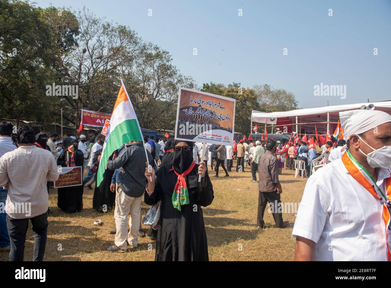 Mumbai , India - 25 January 2021, Muslim woman activists protesters in ...