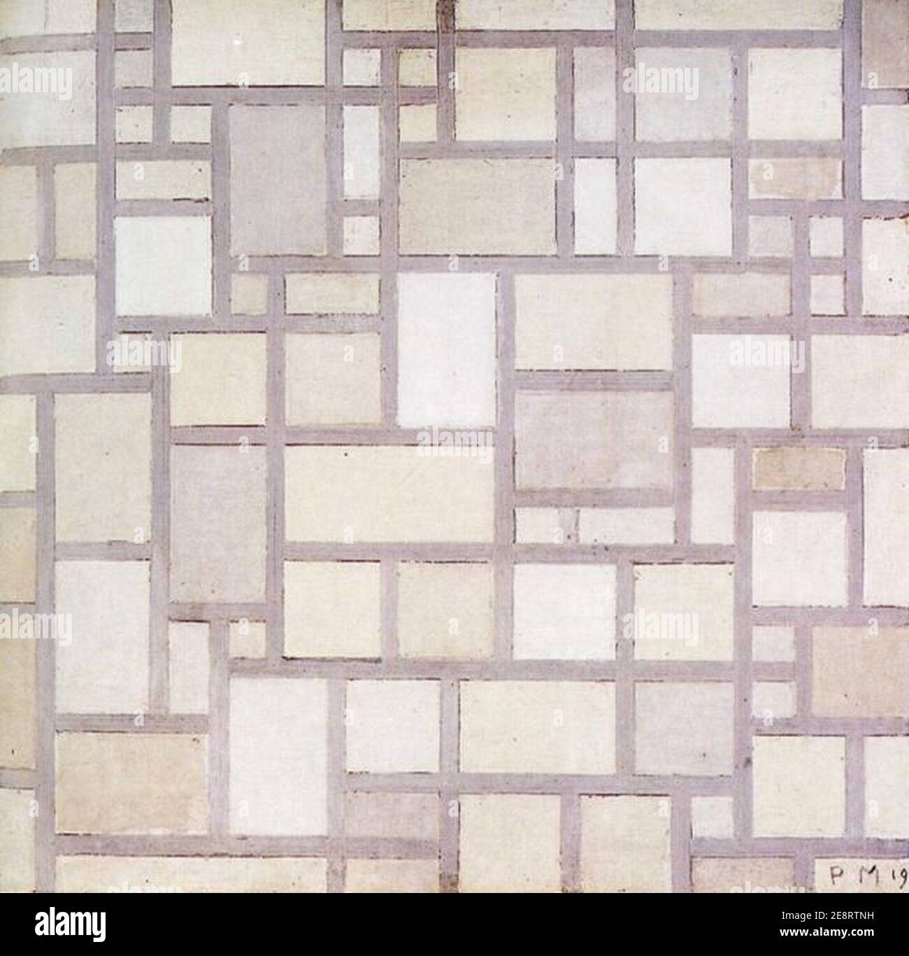 Mondrian Light Color Planes with Grey Contours Stock Photo - Alamy