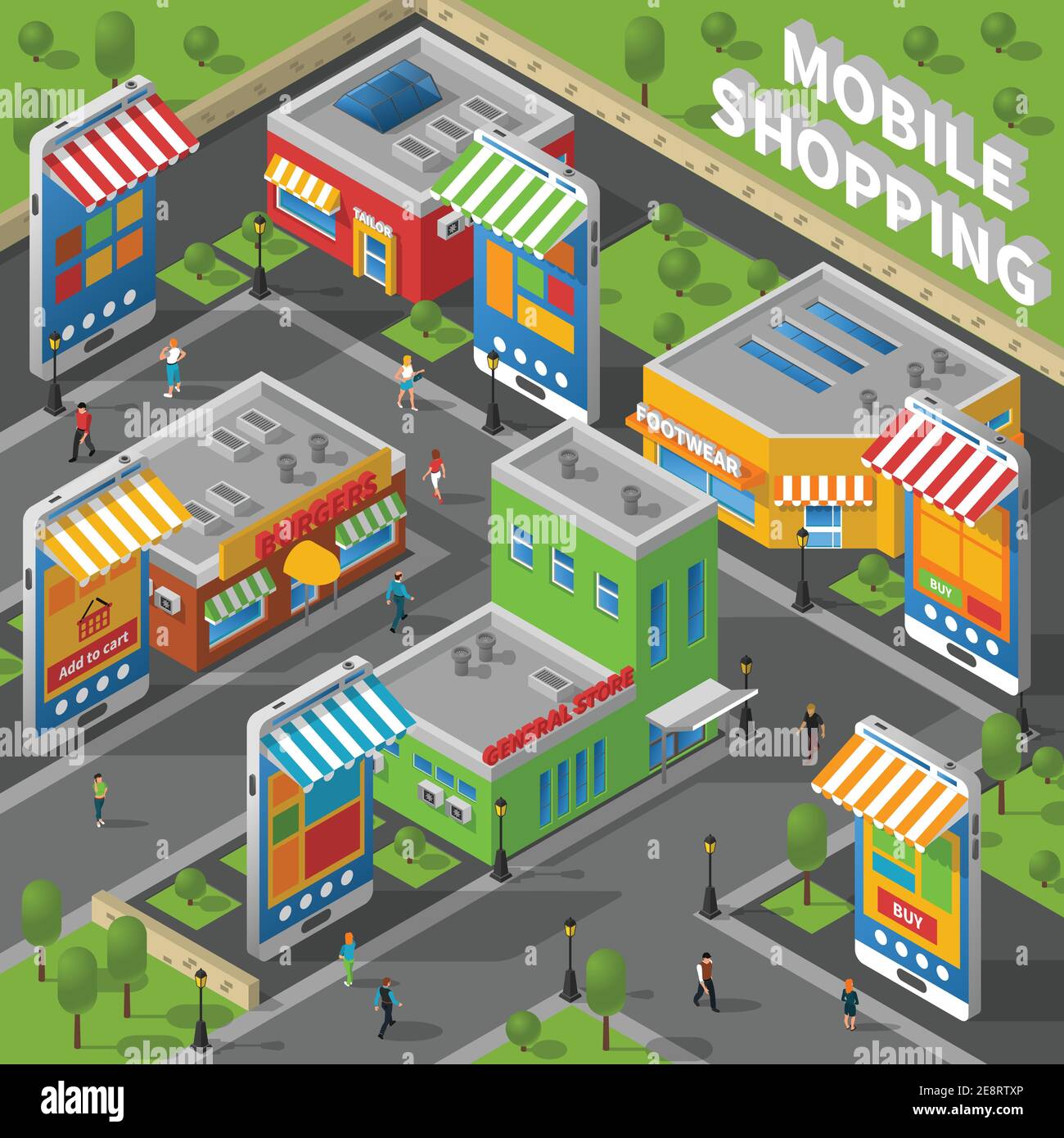 Shopping street line shops Stock Vector Images - Alamy