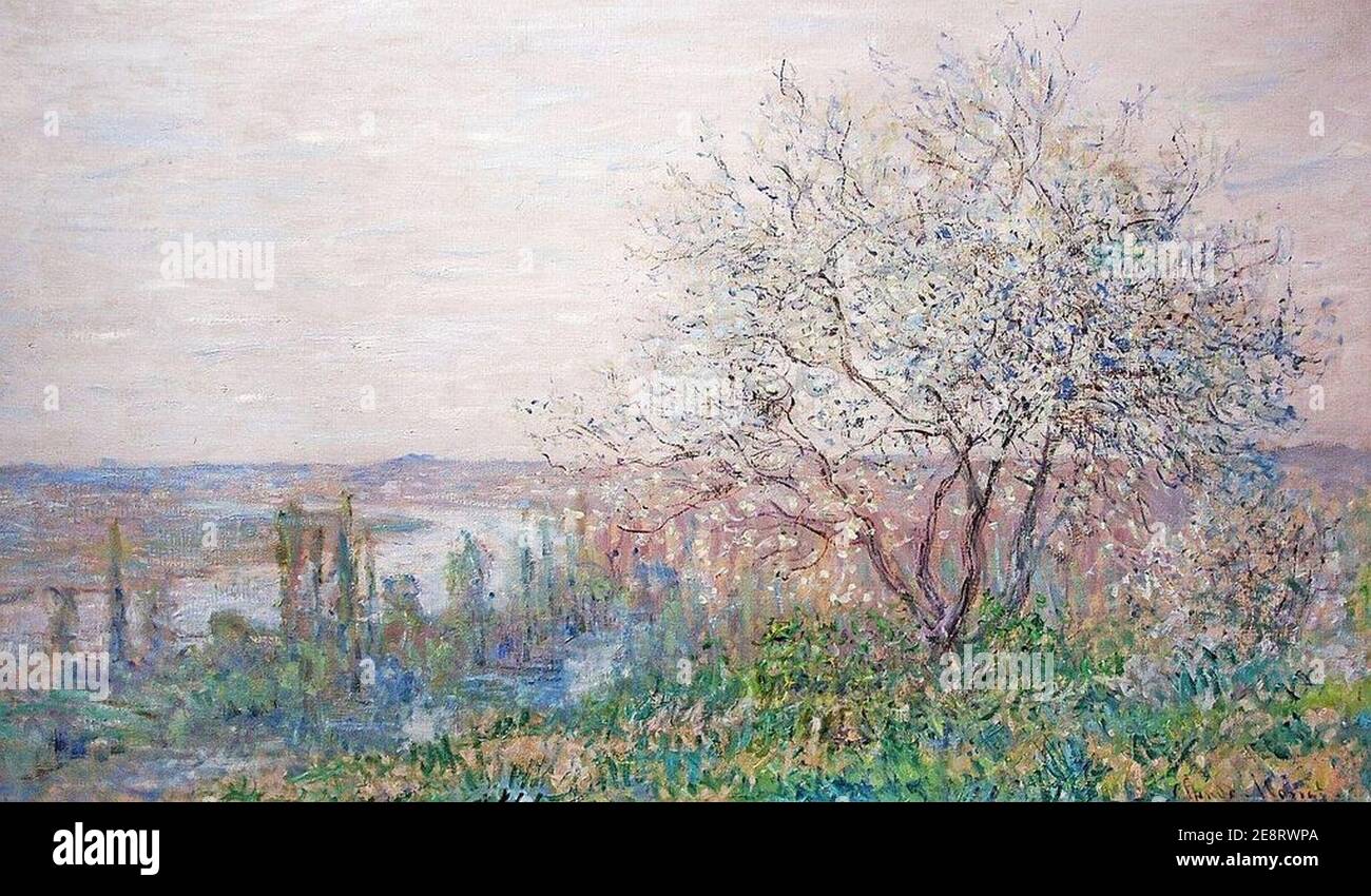 Monet w587 above vetheuil, spring effect Stock Photo - Alamy