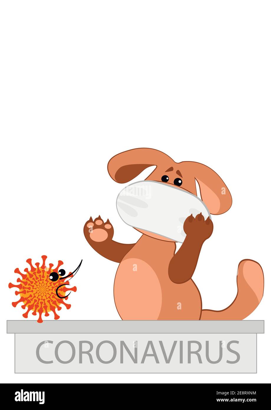 A dog and a very scary virus. Virus attack. Childrens illustration ...