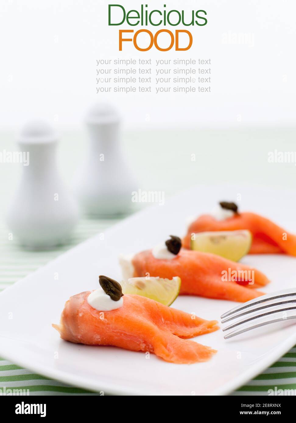 Smoked salmon roll with cream cheese Stock Photo - Alamy