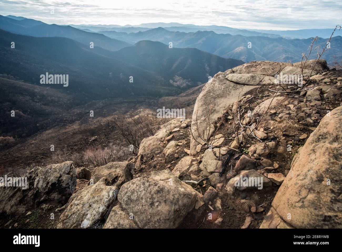 The burned landscape of California after fires from the lighting ...