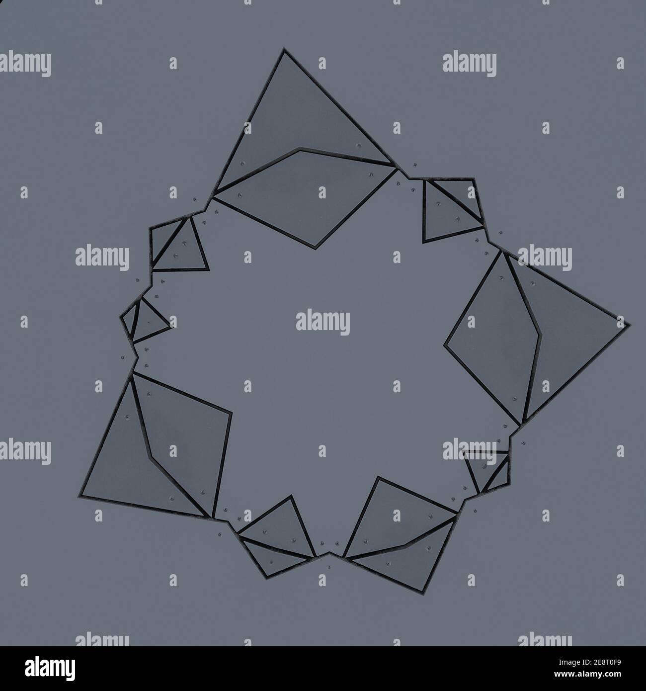 Illustration of abstract geometrical triangle-shaped particles on gray ...