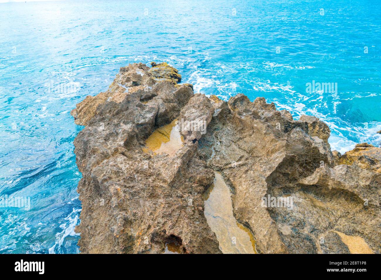 Atlantic ocean coast landscape. Aerial view of the Caribbean sea and ...