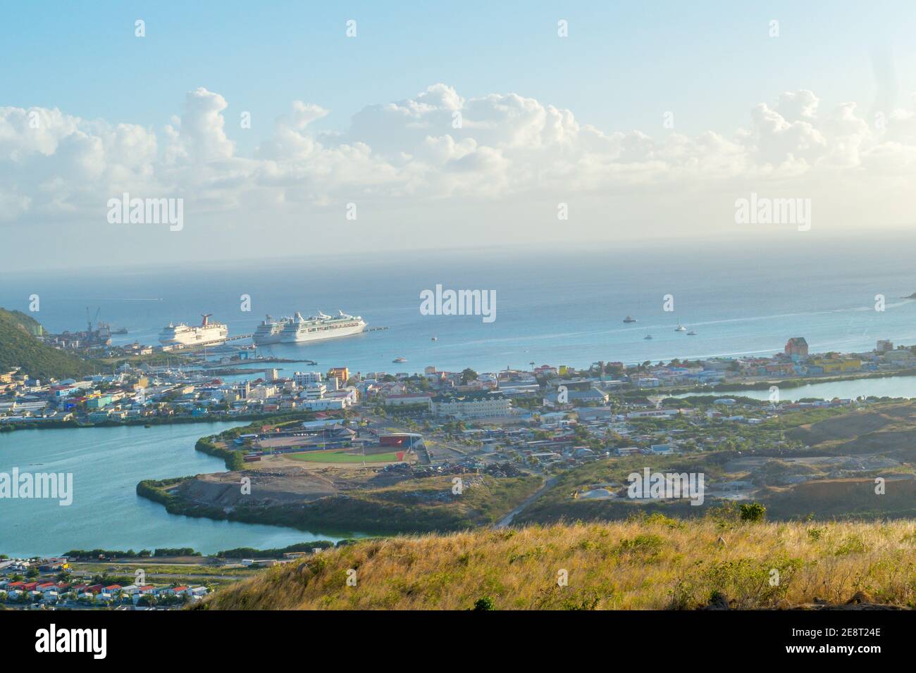 The Caribbean island of St.Maarten landscape and Cityscape. The French ...