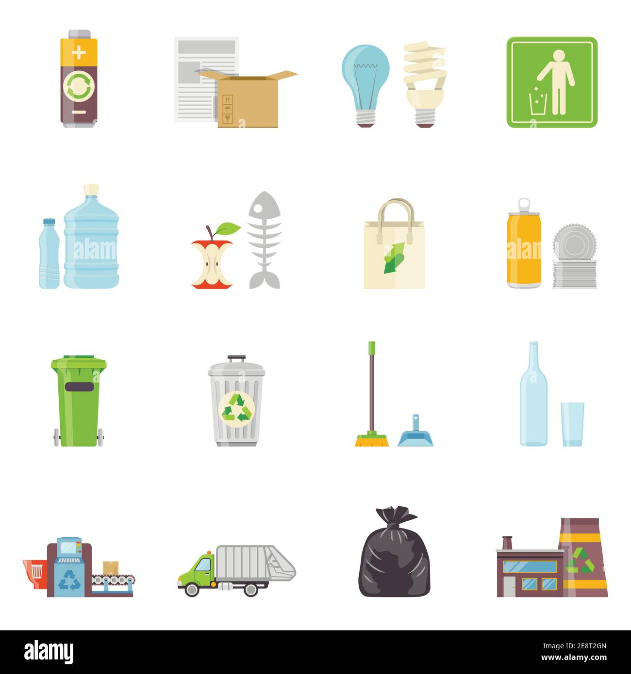 Garbage Icons Set. Recycling Vector Illustration. Recycling Flat ...