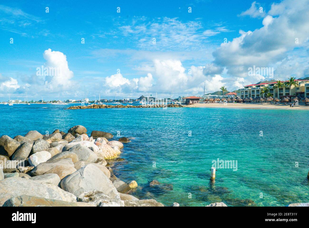 The Caribbean island of St.Maarten landscape and Cityscape. The Dutch ...