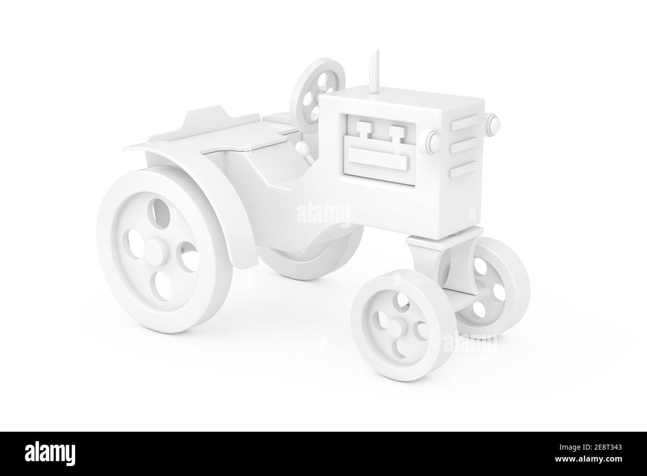 White Toy Tractor in Clay Style on a white background. 3d Rendering ...