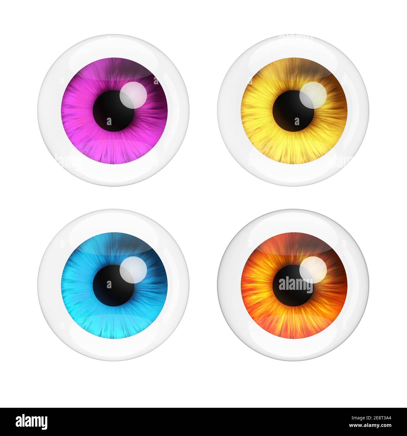 Realistic Human Eyes Set with Reflections on a white background. 3d ...