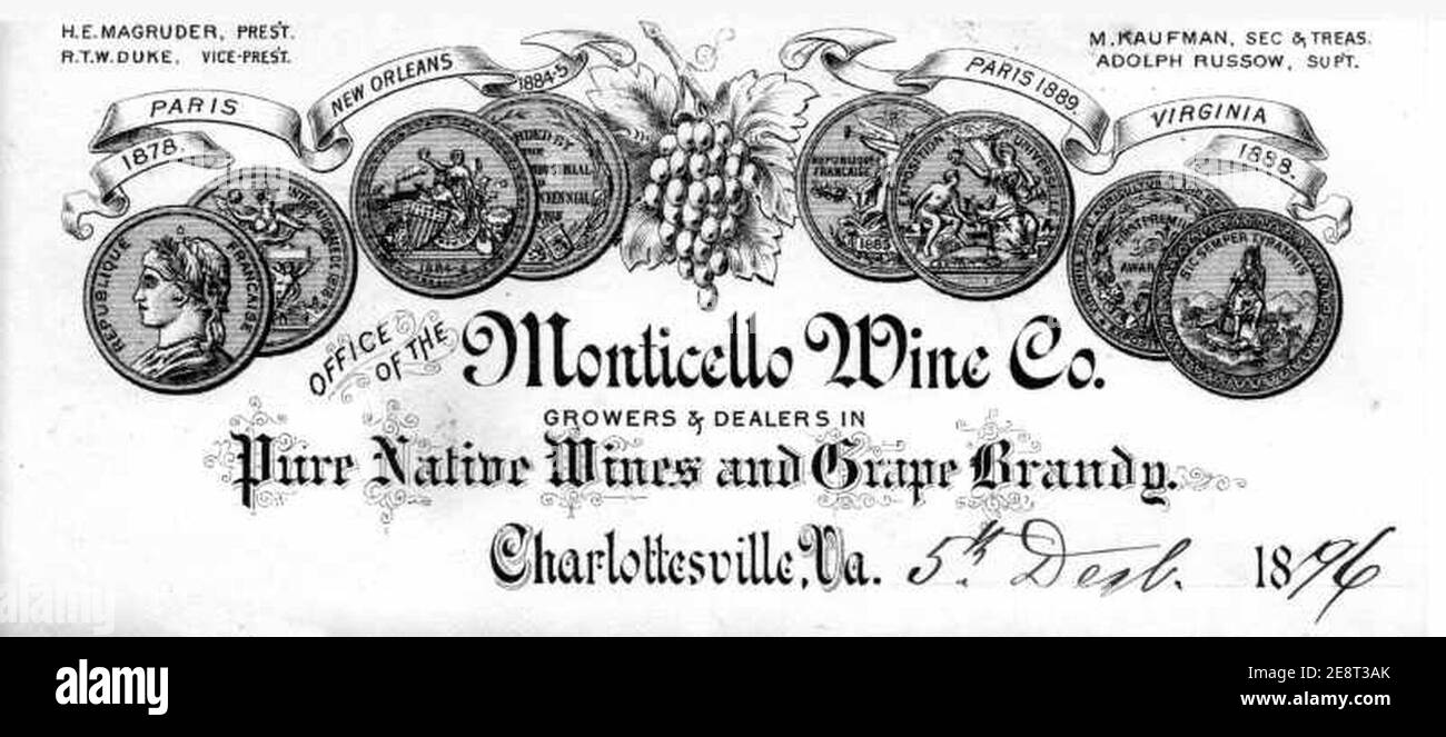 Monticello Wine Label Stock Photo - Alamy