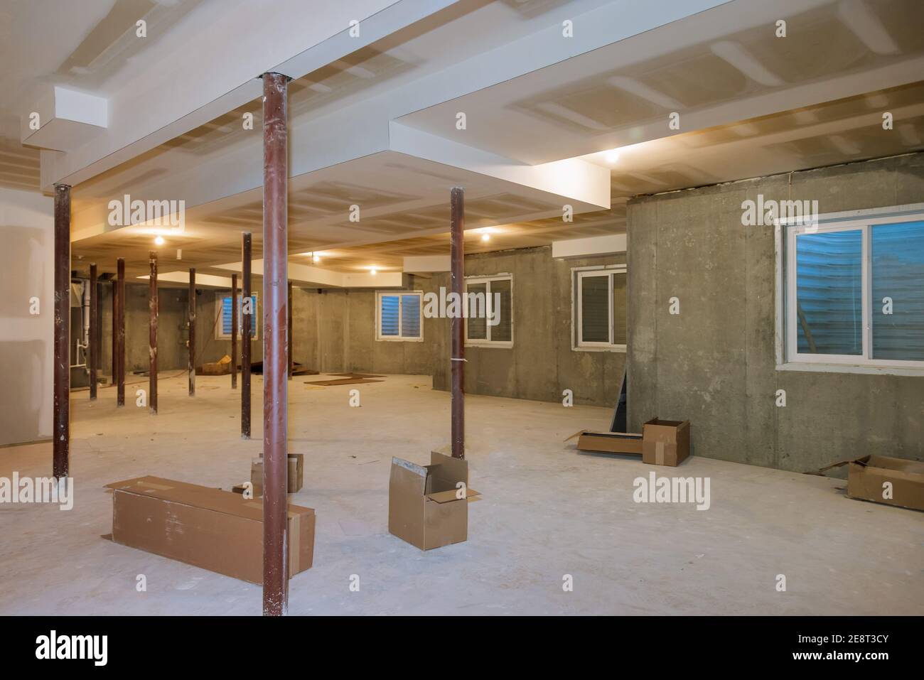 Basement framing construction interior frame of a new house a new stick ...