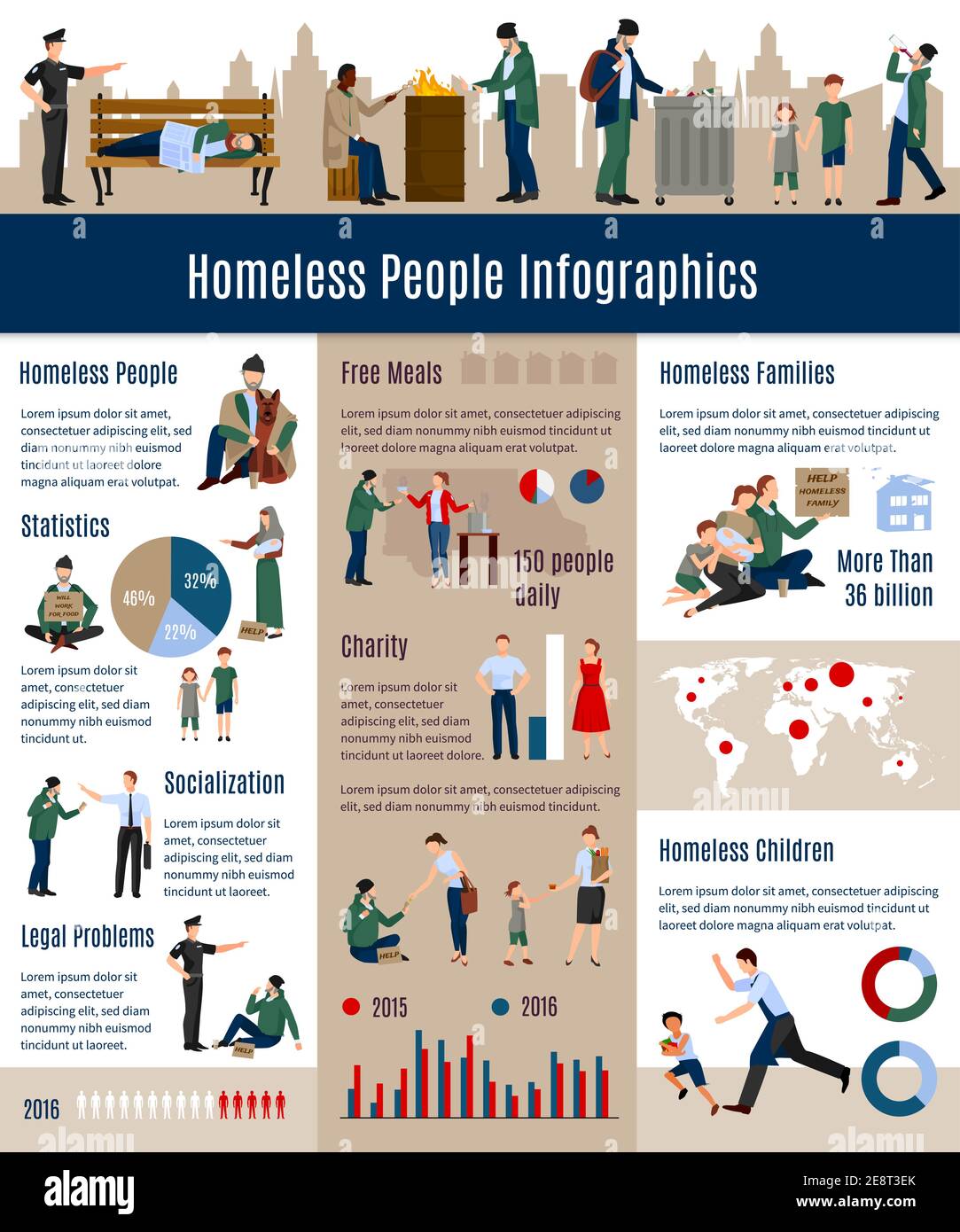 Homeless people infographics proportion growth of homeless people in ...