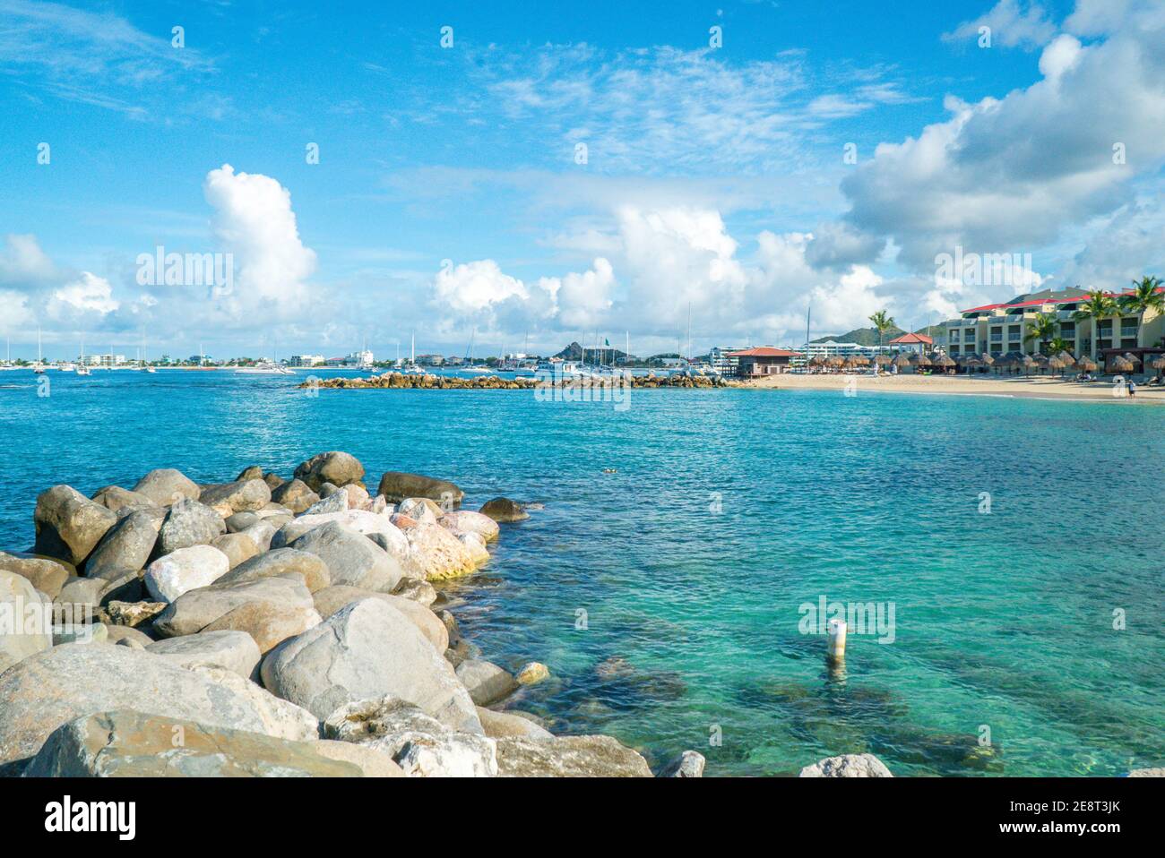 The Caribbean island of St.Maarten landscape and Cityscape. The Dutch ...