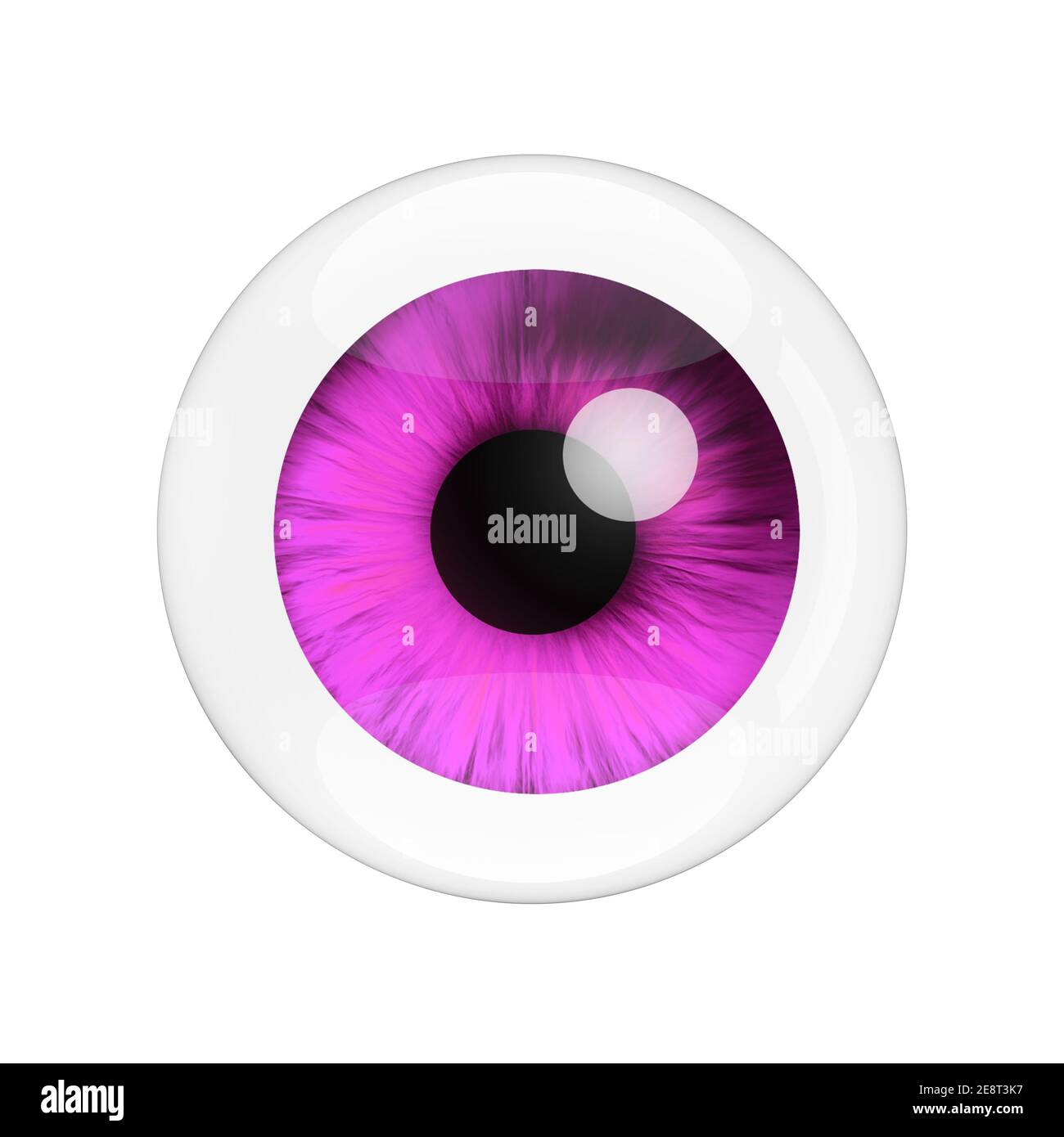 Realistic Human Magenta Eye with Reflections on a white background. 3d ...