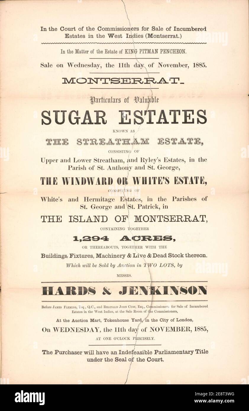 Montserrat, particulars of valuable Sugar Estates - known as the ...