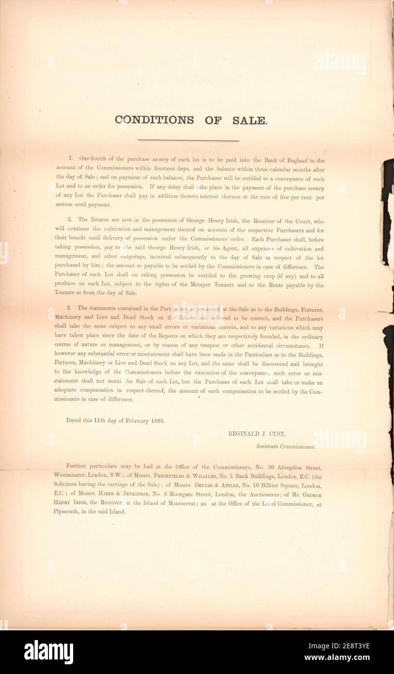 Montserrat, particulars of valuable Sugar Estates - known as Weeks or ...